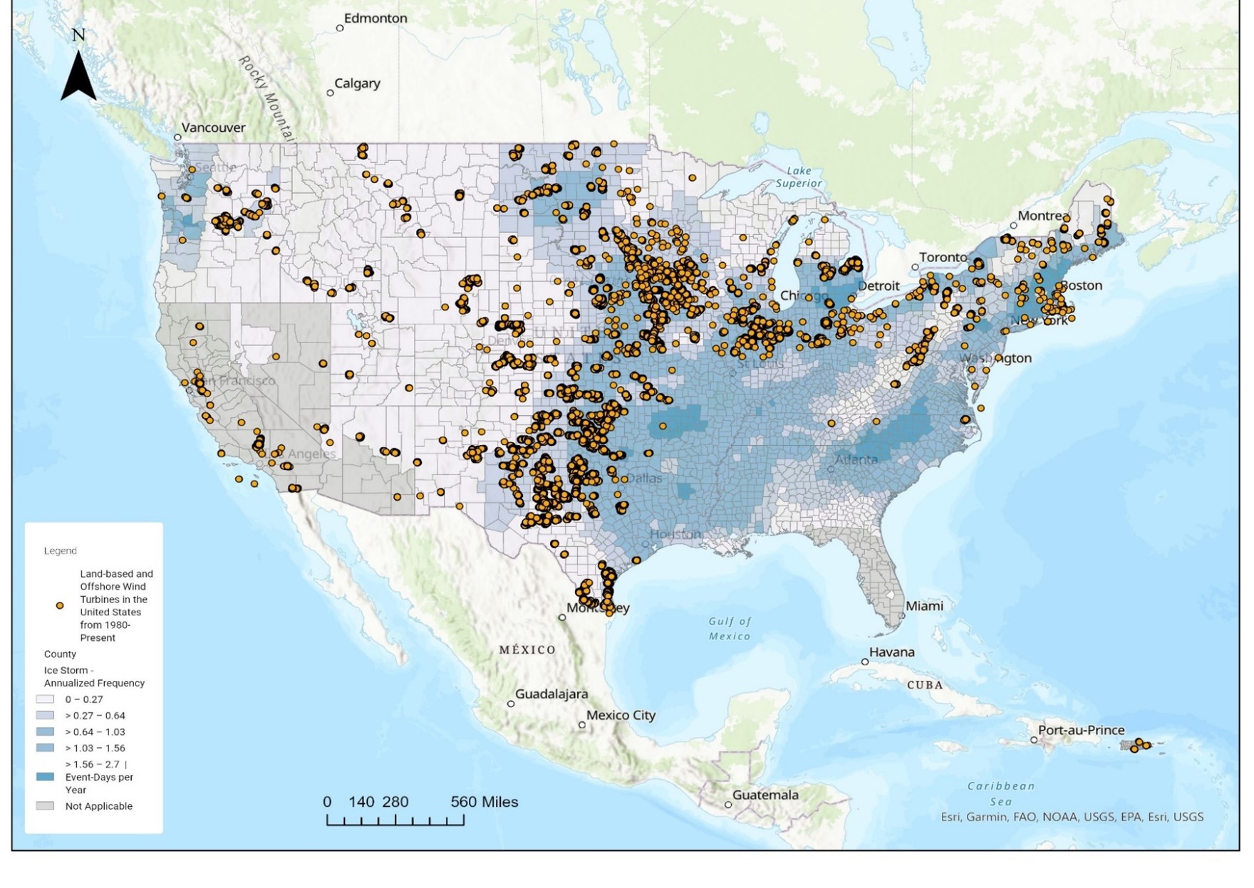 Comparing Wind Turbine Locations with FEMA Annualized Hazard Frequency