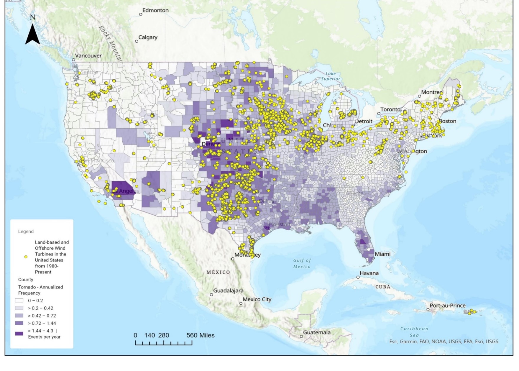 Comparing Wind Turbine Locations with FEMA Annualized Hazard Frequency