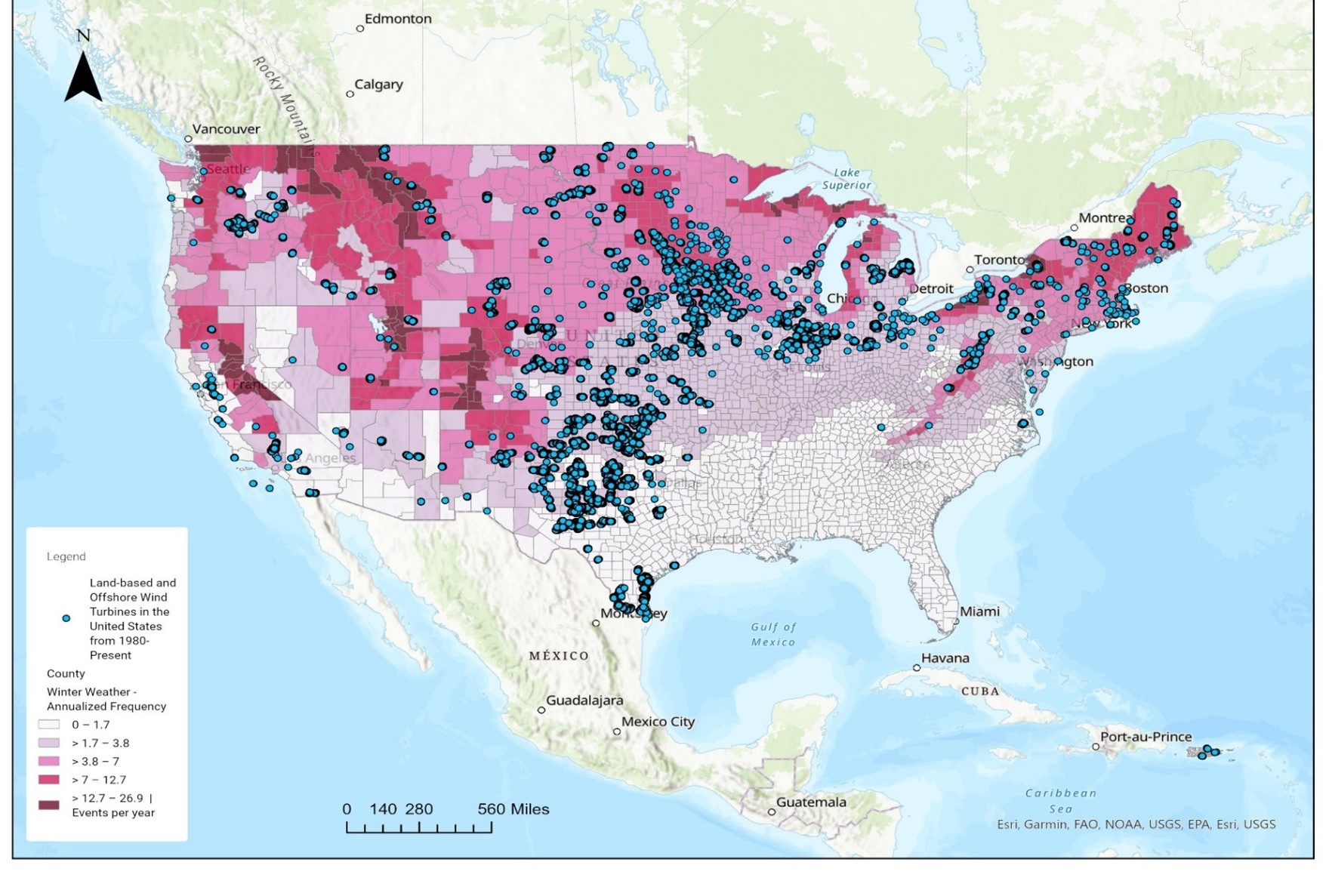 Comparing Wind Turbine Locations with FEMA Annualized Hazard Frequency